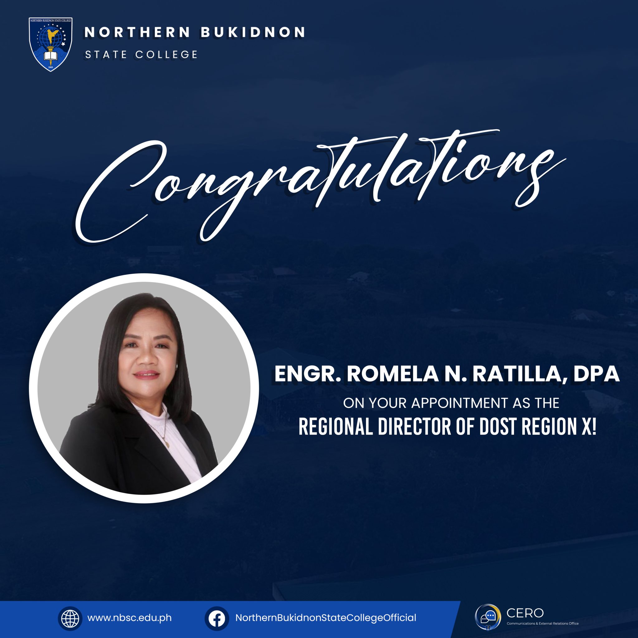 Congratulations, Engr. Romela N. Ratilla, DPA on your appointment as ...