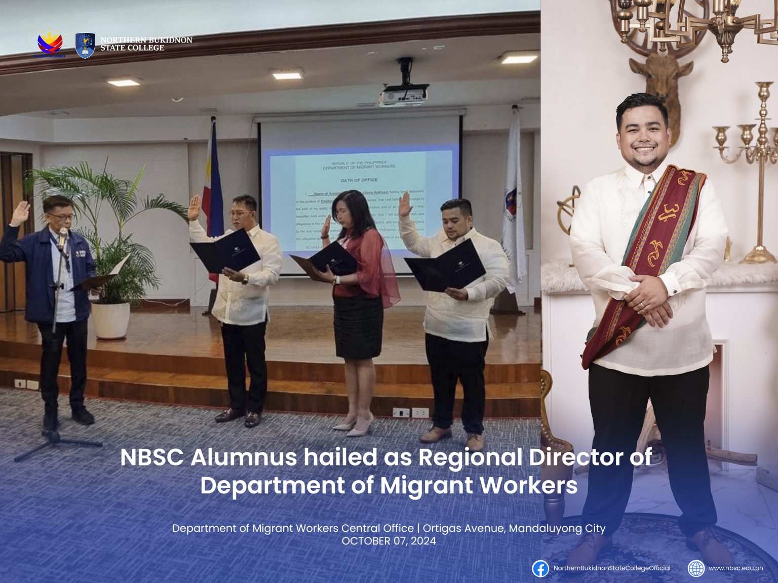 NBSC Alumnus hailed as Regional Director of Department of Migrant ...